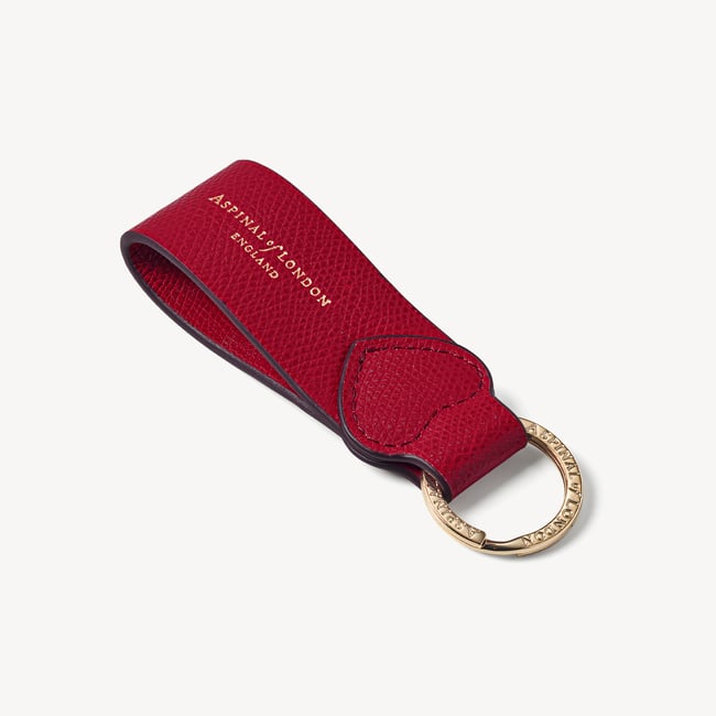 Heart Leather Loop Keyring in Cherry Red Soft Saffiano | Aspinal