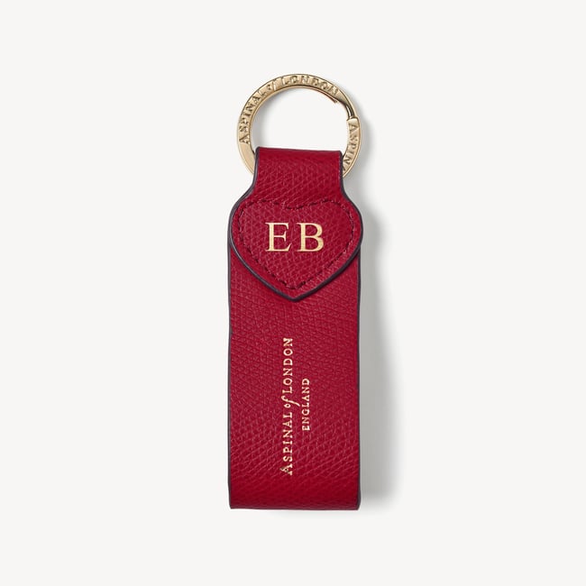 Heart Leather Loop Keyring in Cherry Red Soft Saffiano | Aspinal