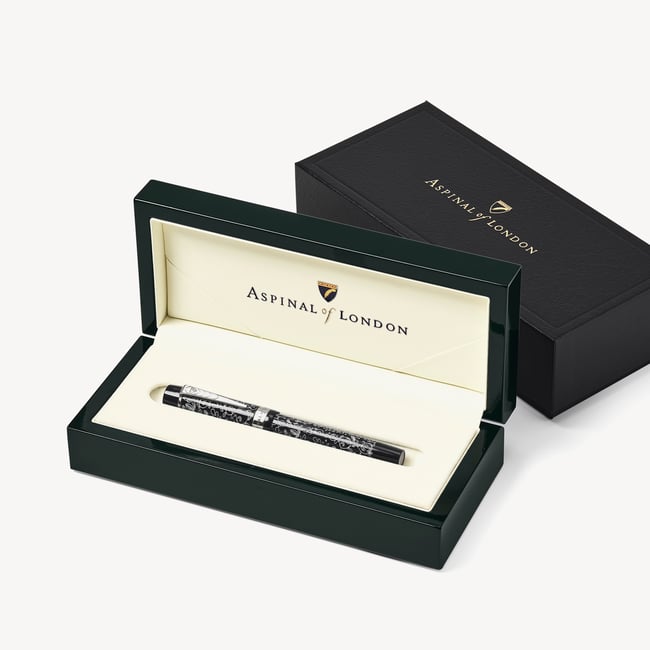 Sterling Silver Black English Heritage Classic Pen | Aspinal
