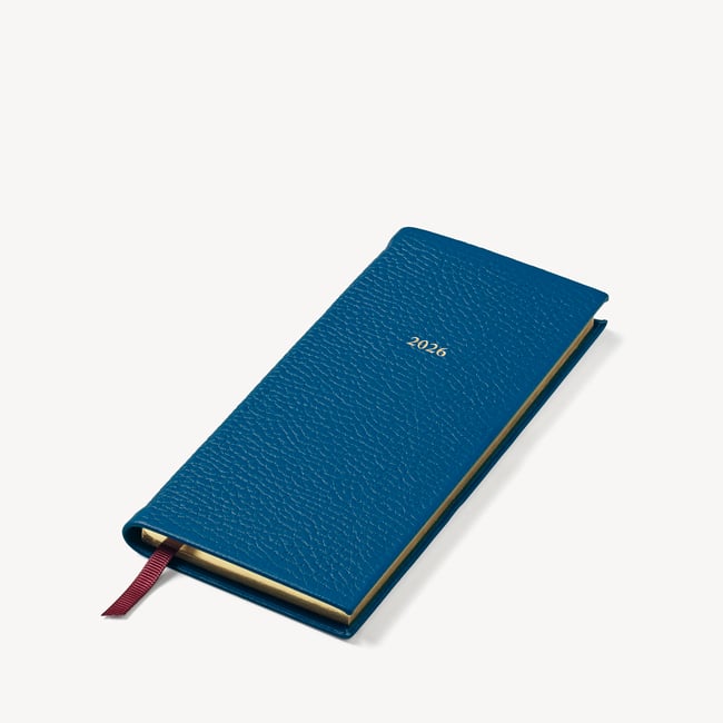 2026 Slim Pocket Leather Diary in Topaz Pebble | Aspinal