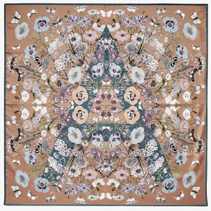 Botanical 'A' Silk Scarf in Latte Pure Silk | Aspinal of London