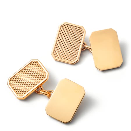 22ct Gold Plated Engraved Rectangular Cufflinks | Aspinal
