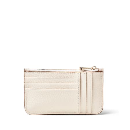 Ella Card & Coin Holder in Ivory Pebble | Aspinal of London