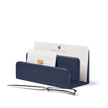 Letter Rack in Navy Pebble | Aspinal of London
