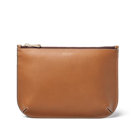 Tan Ella Large Leather Pouch | Resort Collection | Aspinal