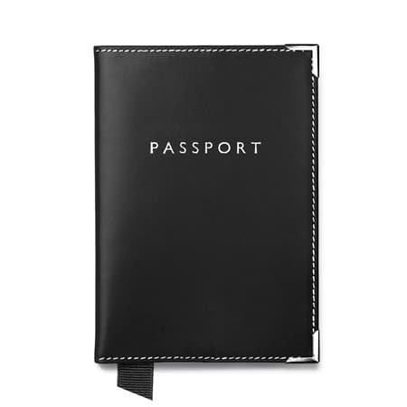 Plain Passport Cover in Black | Aspinal of London