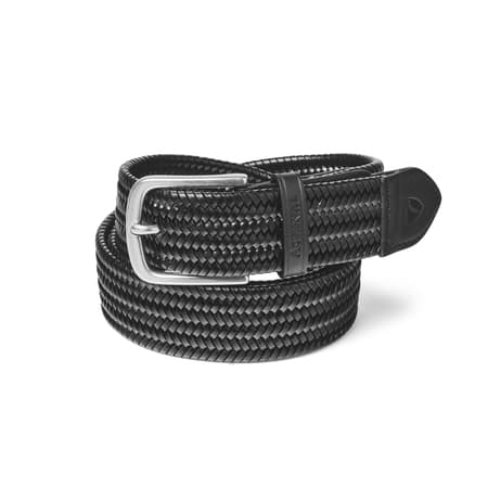 Men's Black Woven Leather Belt | Aspinal of London