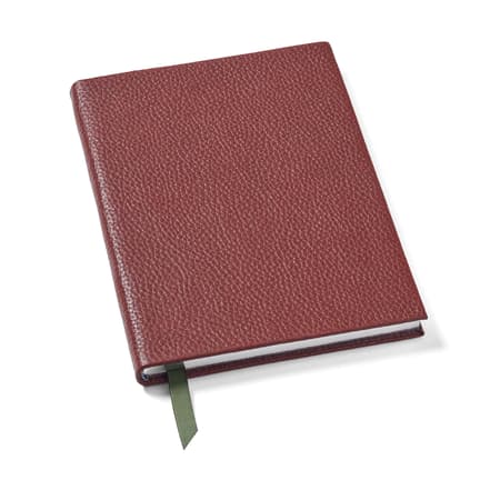 A5 Leather Bound Notebook in Merlot Pebble | Aspinal of London