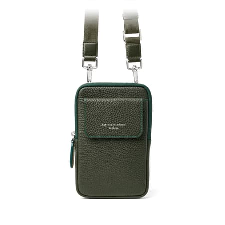 Reporter Crossbody Phone Bag in Forest Green Pebble | Aspinal
