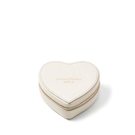 Heart Ring Box in Ivory Pebble | Aspinal of London
