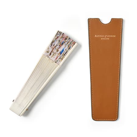 Hand Fan & Fan Case Collection in Smooth Tan | Aspinal of London