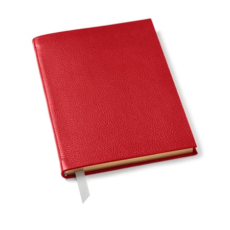 A5 Leather Bound Notebook in Cardinal Red Pebble | Aspinal