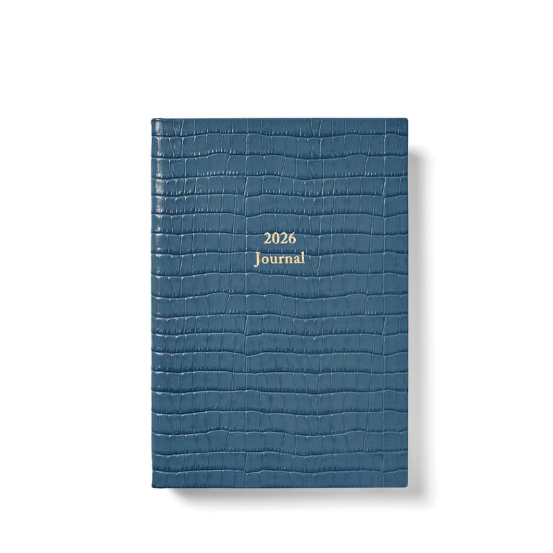Aspinal of London 2026 A5 Journal Diary in Deep Shine Peacock Blue ...