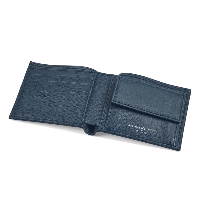 Billfold Coin Wallet in Teal Saffiano | Aspinal of London
