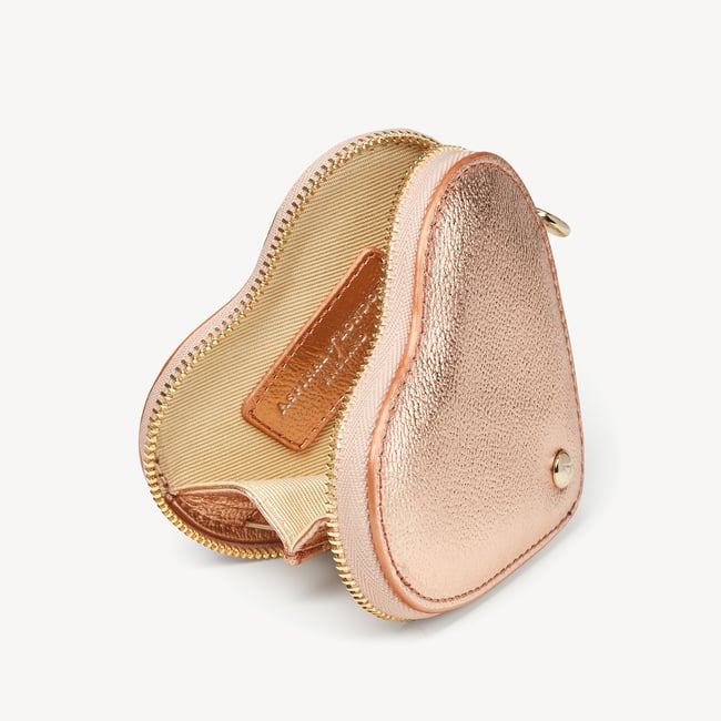 Heart Coin Purse in Metallic Gold | Aspinal of London