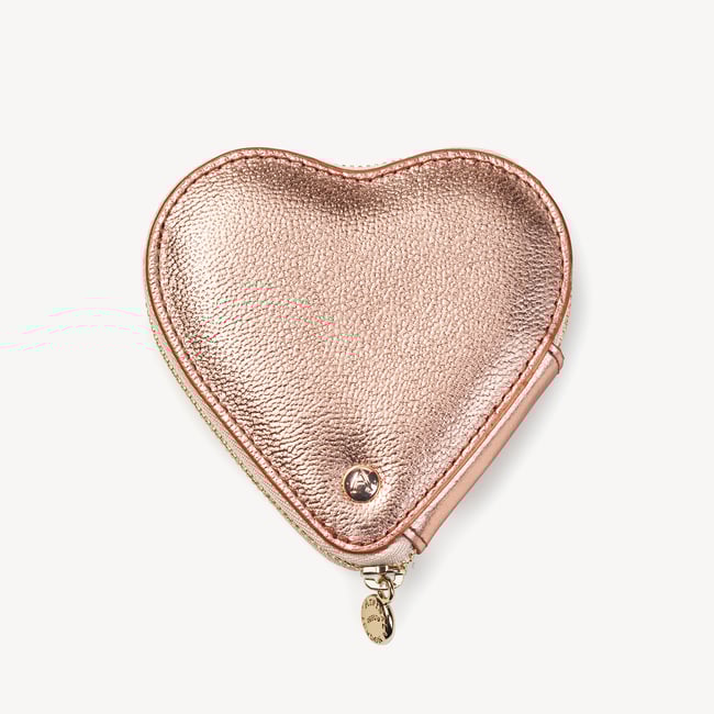 Heart Coin Purse in Metallic Gold | Aspinal of London