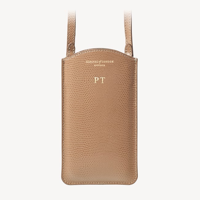 London Phone Case in Camel Lizard | Aspinal of London