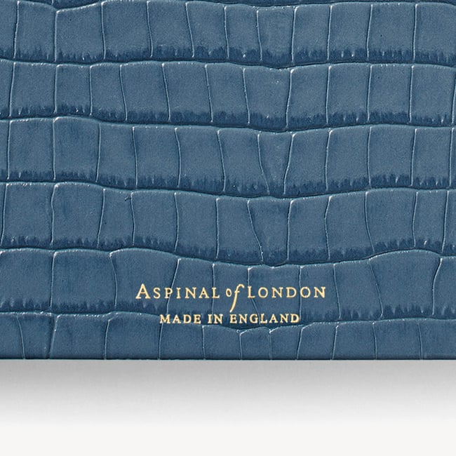 2026 A4 Day to Page Leather Diary in Peacock Blue Croc | Aspinal