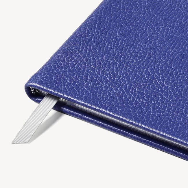 2026 A4 Week to View Leather Diary in Blue Pebble | Aspinal