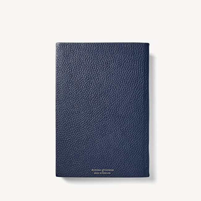 2026 A5 Day to Page Leather Diary in Navy Pebble | Aspinal