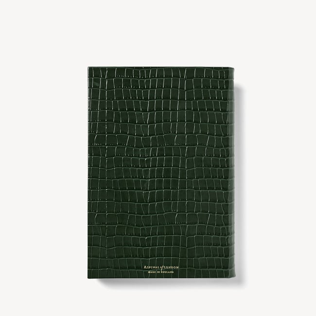 2026 A5 Day to Page Leather Diary in Evergreen Croc | Aspinal