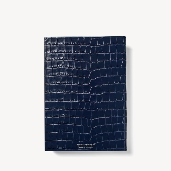 2026 A5 Week to View Leather Diary in Navy Croc | Aspinal