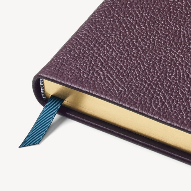 2026 A5 Day to Page Leather Diary in Fig Pebble | Aspinal