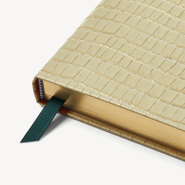 2026 A5 Day to Page Leather Diary in Pistachio Croc | Aspinal