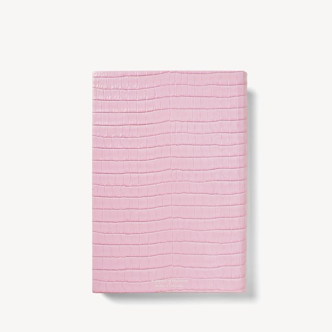 2026 A5 Day to Page Leather Diary in Lilac Croc | Aspinal