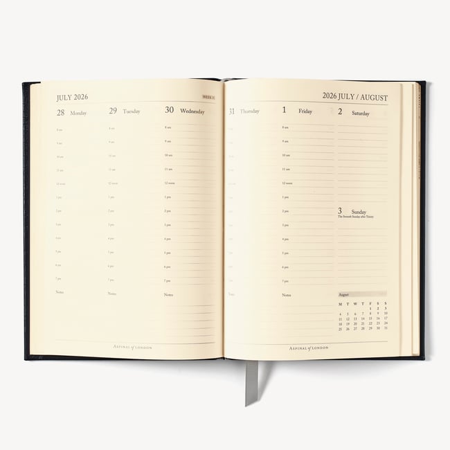 2026 A5 Week to View Leather Diary in Red Pebble | Aspinal