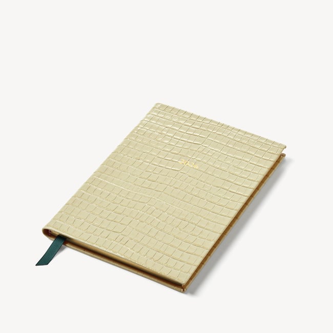 2026 A5 Week to View Leather Diary in Pistachio Croc | Aspinal