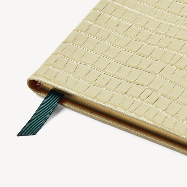 2026 A5 Week to View Leather Diary in Pistachio Croc | Aspinal