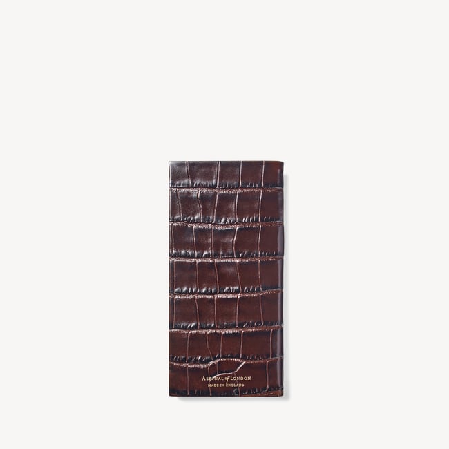 2026 Slim Pocket Leather Diary in Amazon Brown Croc | Aspinal