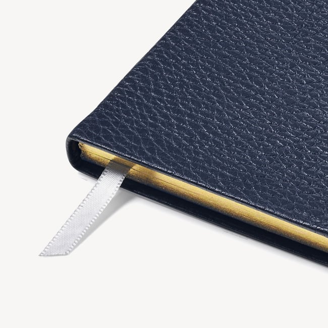 2026 Slim Pocket Leather Diary in Navy Pebble | Aspinal of London