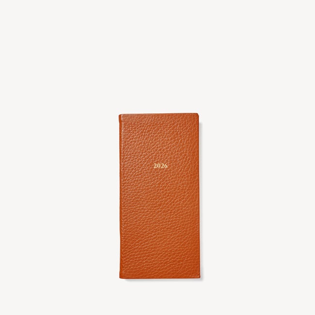 2026 Slim Pocket Leather Diary in Marmalade Pebble| Aspinal