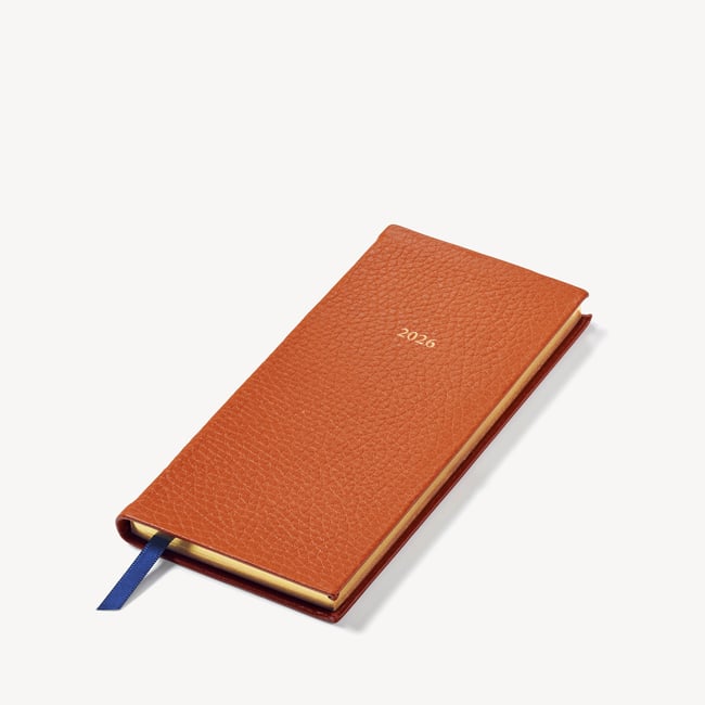 2026 Slim Pocket Leather Diary in Marmalade Pebble| Aspinal