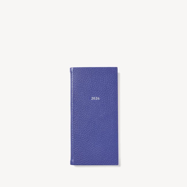 2026 Slim Pocket Leather Diary in Cobalt Blue Pebble | Aspinal