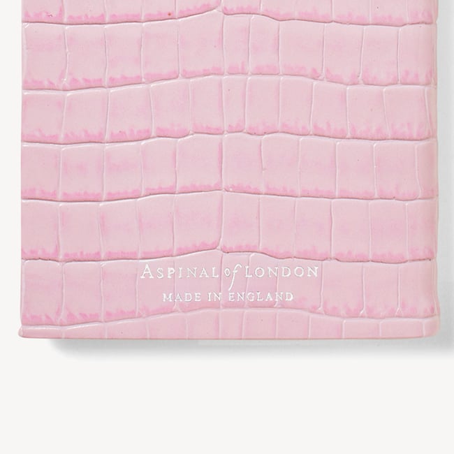 2026 Slim Pocket Leather Diary in Powder Lilac Croc | Aspinal