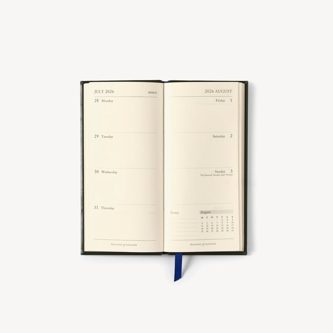 2026 Slim Pocket Leather Diary in Pistachio Croc | Aspinal