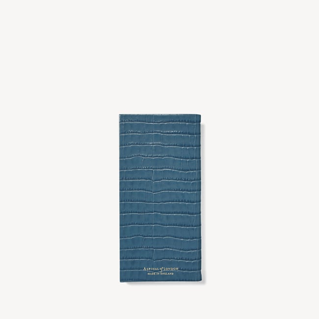 2026 Slim Pocket Leather Diary in Peacock Blue Croc | Aspinal