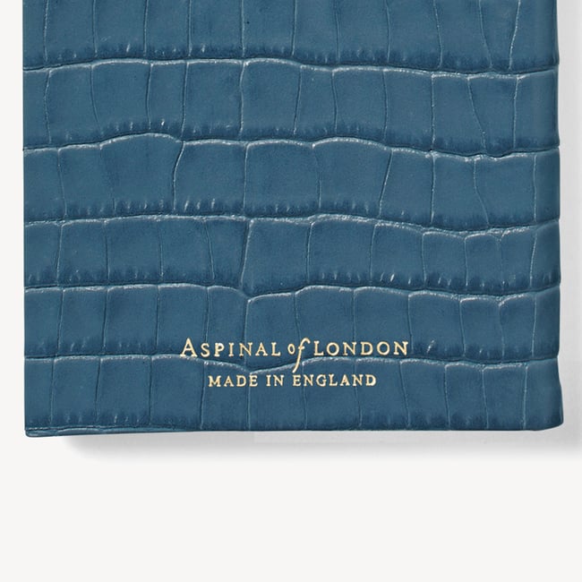 2026 Slim Pocket Leather Diary in Peacock Blue Croc | Aspinal