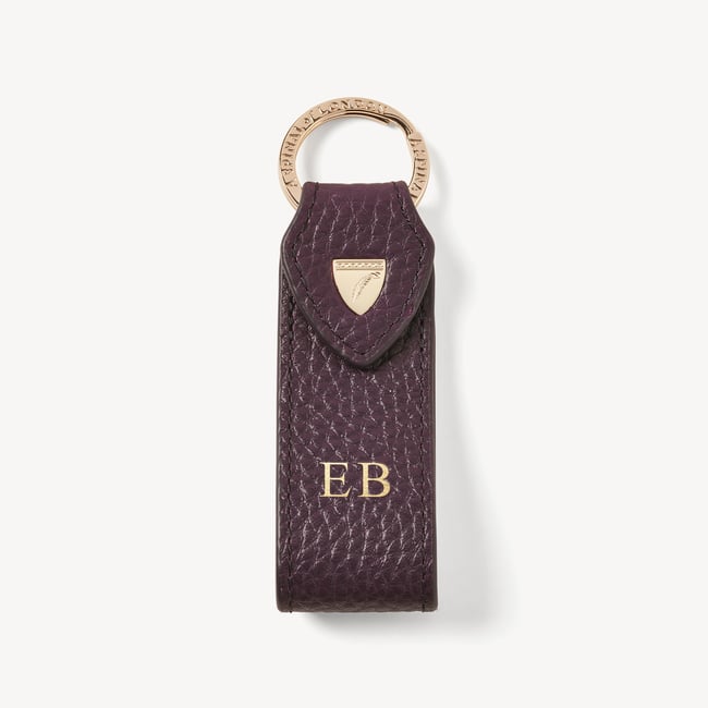 Small Leather Loop Keyring in Fig Pebble | Aspinal of London