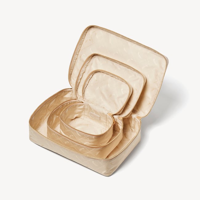 Packing Cubes Set in Ivory Signature Monogram | Aspinal of London