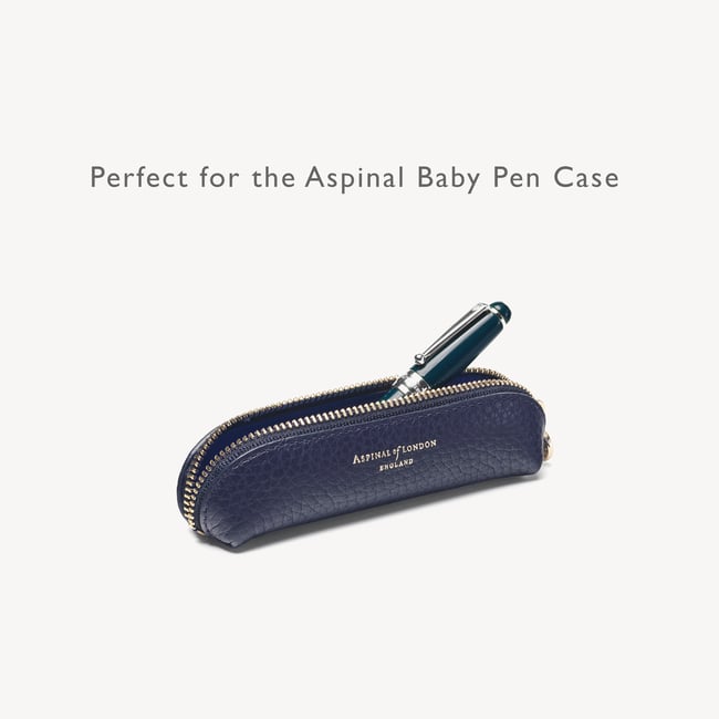 Baby Ballpoint Enamel Pen in Navy & Silver Plated | Aspinal
