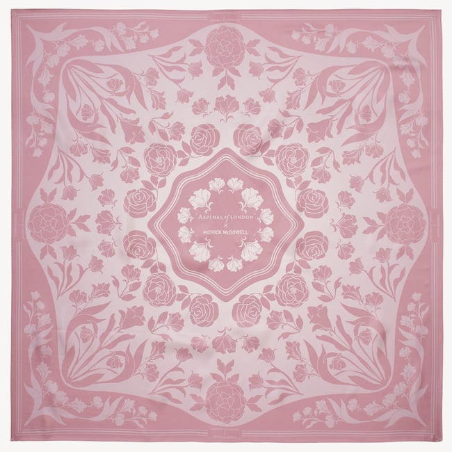 Aspinal x Patrick McDowell Pink Lancashire Rose Silk Scarf
