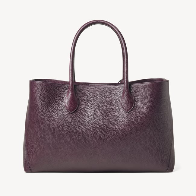 London Tote in Fig Pebble with Charm | Aspinal of London