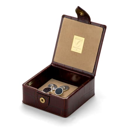 Small Stud Box in Amazon Brown Croc | Aspinal of London