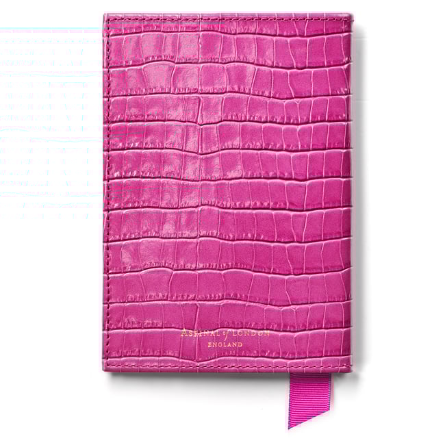 Passport Cover in Hibiscus Croc | Aspinal of London