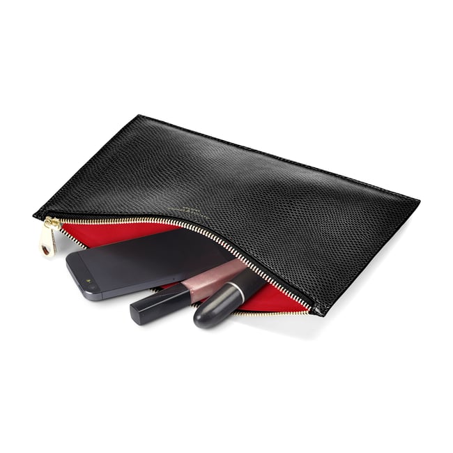 Black Lizard Large Essential Flat Pouch | Aspinal of London