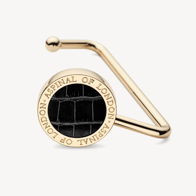 Black Croc Handbag Hook | Aspinal of London